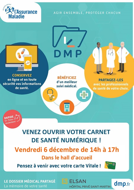 Venez ouvrir votre Dossier Médical Partagé avec la CPAM de Gironde le 6 décembre! | Elsan