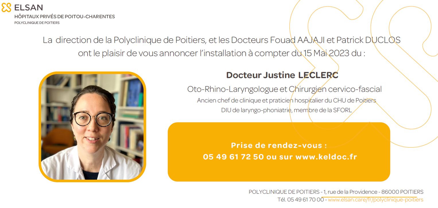 Bienvenue au Docteur Justine Leclerc | Elsan