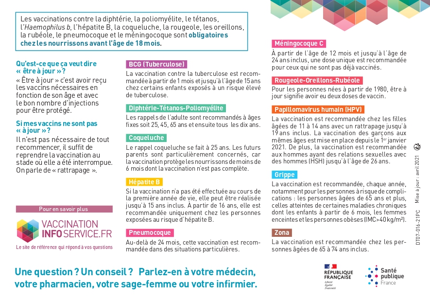 Calendrier vaccinal 2021 | Elsan