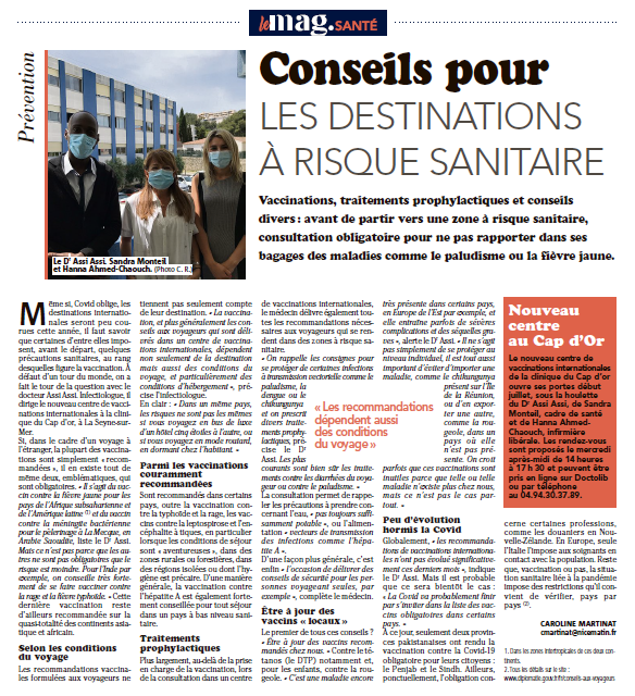 Ouverture du Centre de Vaccinations Internationales à la Clinique du Cap d'Or | Elsan