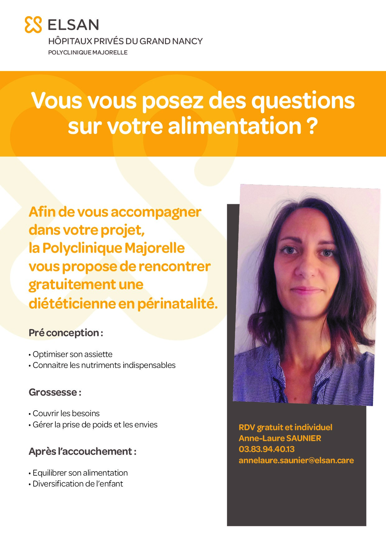 Consultations en diététique à Majorelle | Elsan