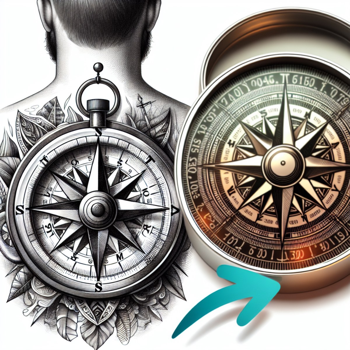 Best New School Compass Tattoo Generator | Vondy