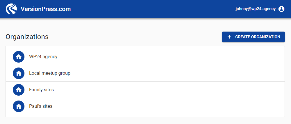 Organizations · Docs · VersionPress
