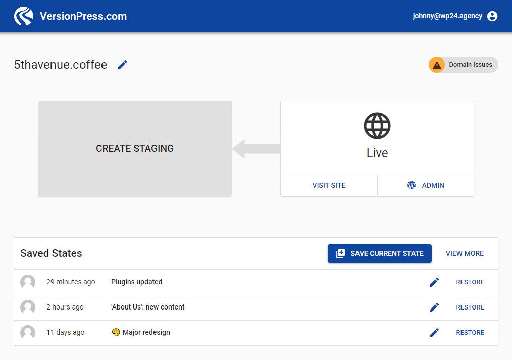 Portal at my.versionpress.com · Docs · VersionPress