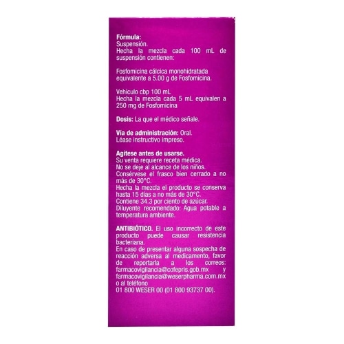 Fossin Fosfomicina 250 mg / 5 ml suspensión polvo para 120 ml | Bodega ... Fossin Fosfomicina 250 mg / 5 ml suspensión polvo para 120 ml | Bodega ...