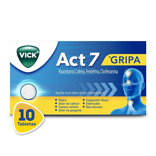 Auxiliar en el alivio de los sÃntomas de la gripa Vick Act 7 10 ... Auxiliar en el alivio de los sÃntomas de la gripa Vick Act 7 10 ...