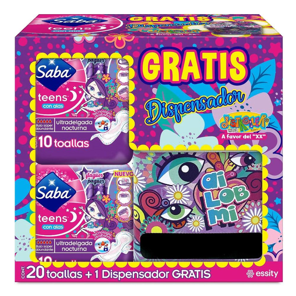 Toallas femeninas Saba Ultra Invisible ultradelgada nocturna con alas ...