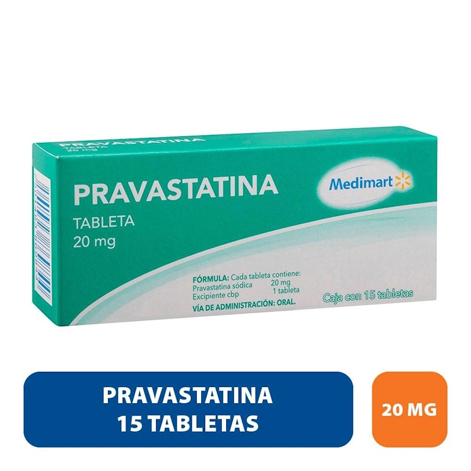 Pravastatina Medimart 20 mg 15 tabletas | Walmart