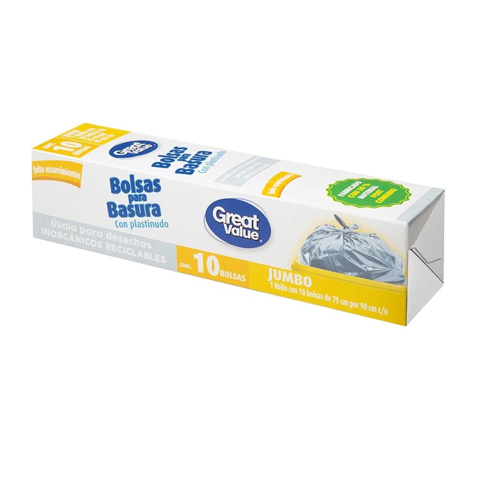Bolsas Para Basura Great Value Jumbo Con Plastinudo 10 Pzas Walmart