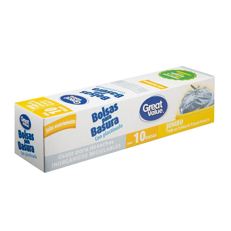 Bolsas Para Basura Great Value Jumbo Con Plastinudo 10 Pzas Walmart