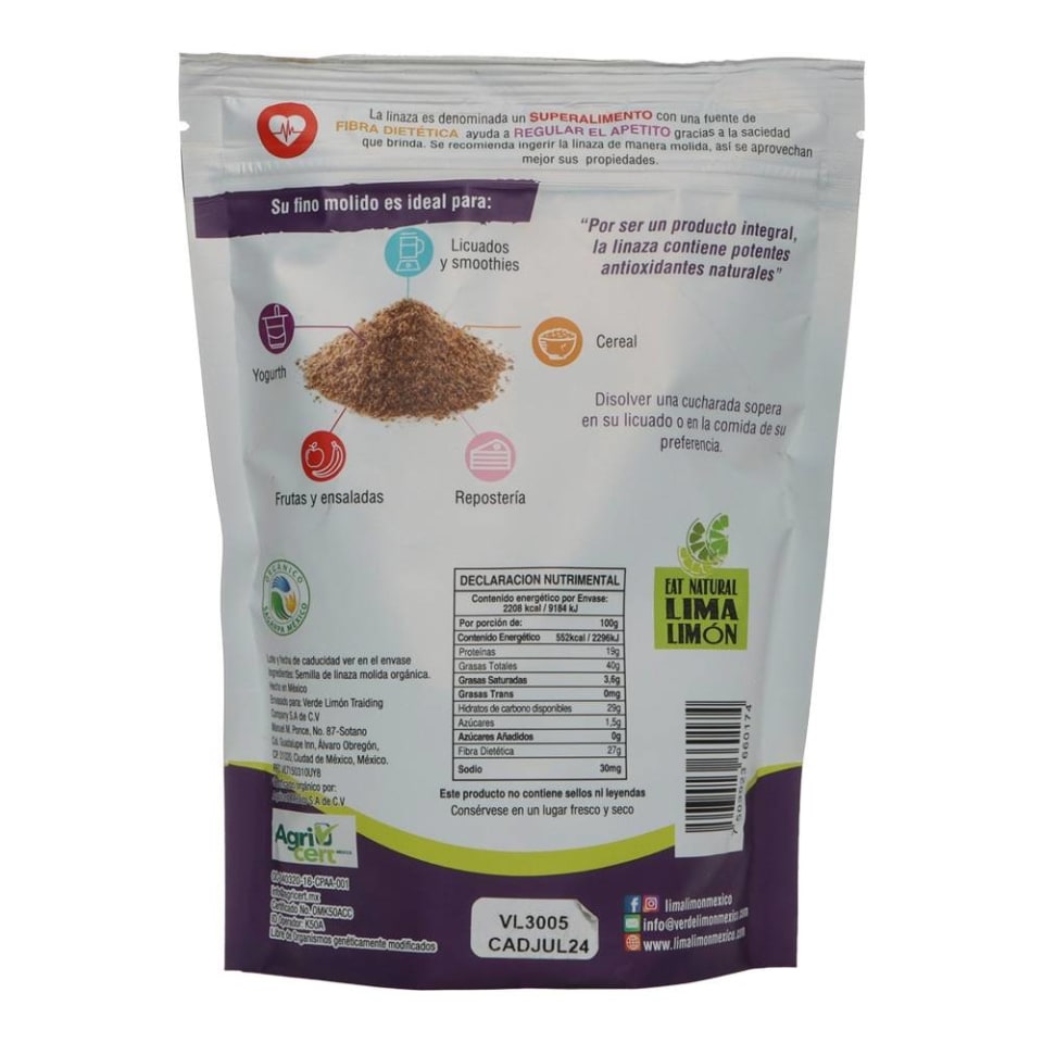 Linaza Eat Natural Lima Limón orgánica molida 400 g | Walmart Linaza Eat Natural Lima Limón orgánica molida 400 g | Walmart