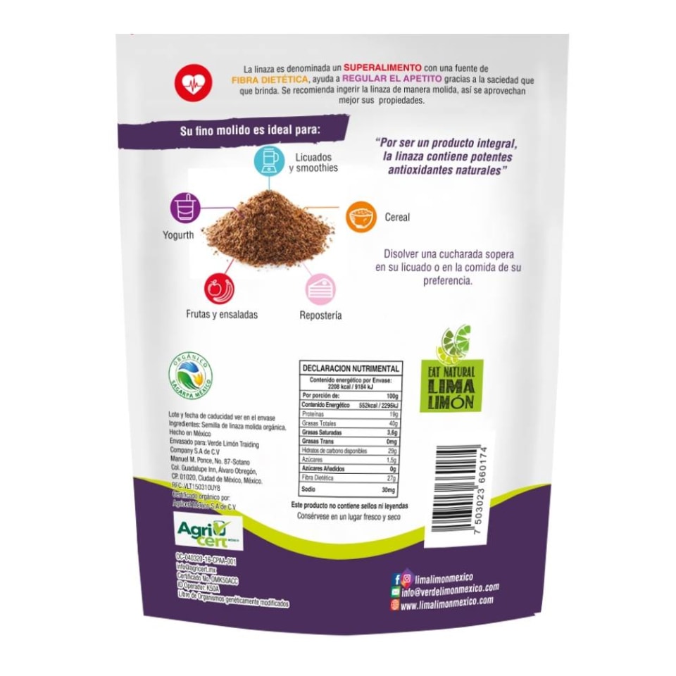 Linaza Eat Natural Lima Limón orgánica molida 400 g | Walmart Linaza Eat Natural Lima Limón orgánica molida 400 g | Walmart