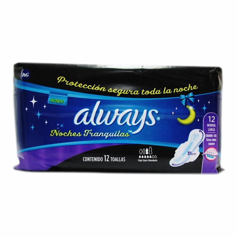 Toallas femeninas Always Active nocturna normal larga 12 pzas | Walmart Toallas femeninas Always Active nocturna normal larga 12 pzas | Walmart