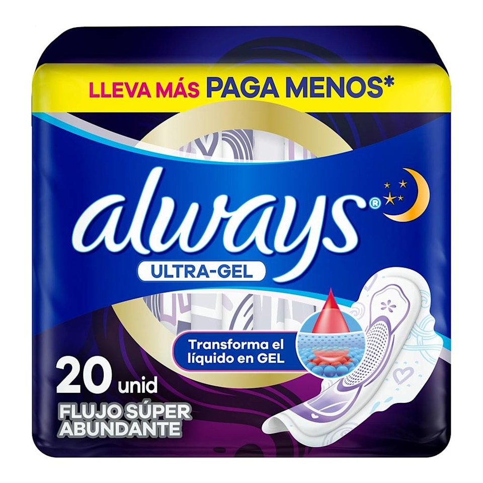 Toallas femeninas Always Ultra invisible nocturna extra largas 20 pzas ...
