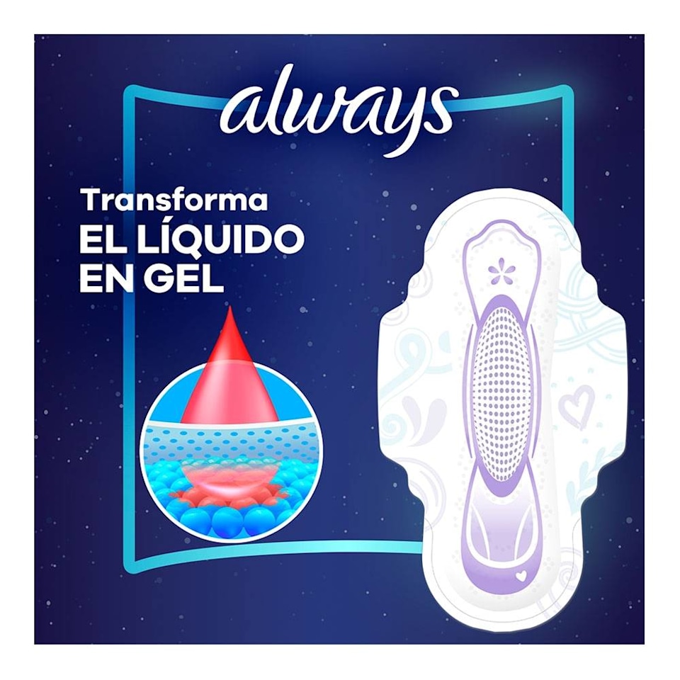 Toallas femeninas Always Nocturna suave ultra invisible flujo super ...