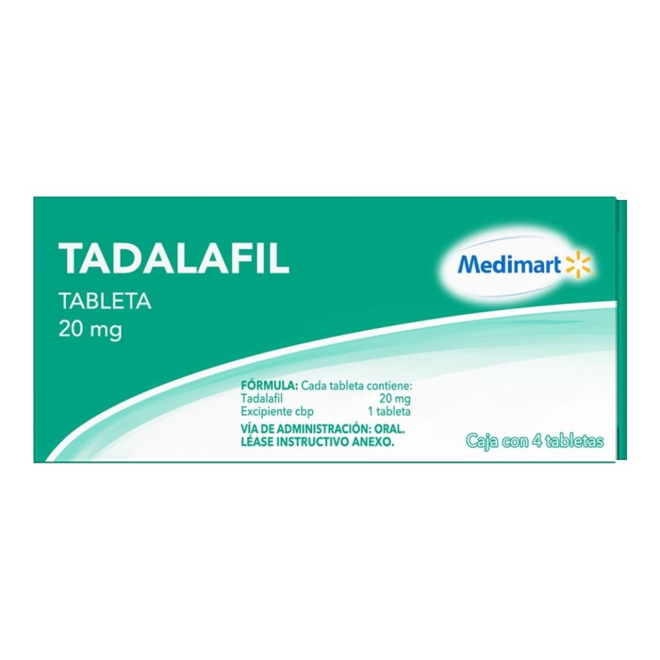 Tadalafil Medimart 20 mg 4 tabletas | Walmart