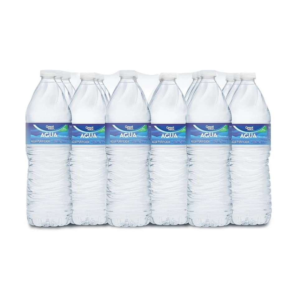 Paquete de Agua purificada Great Value con 18 botellas de 1 l | Walmart Paquete de Agua purificada Great Value con 18 botellas de 1 l | Walmart