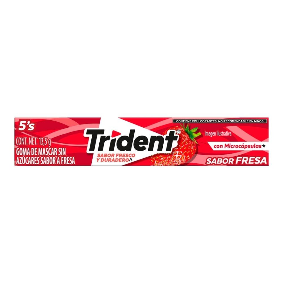 Goma de mascar Trident sin azúcar sabor fresa 5 pzas | Walmart Goma de mascar Trident sin azúcar sabor fresa 5 pzas | Walmart