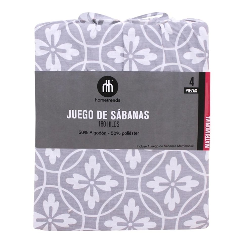 Juego de Sábanas Hometrends Matrimonial 180 Hilos Gris Flores 4 Piezas ... Juego de Sábanas Hometrends Matrimonial 180 Hilos Gris Flores 4 Piezas ...
