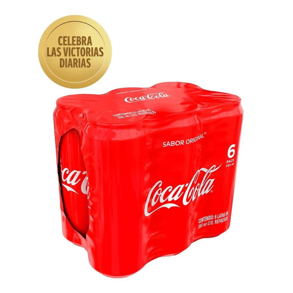 Refresco Coca Cola sabor original 6 latas de 355 ml c/u | Bodega ... Refresco Coca Cola sabor original 6 latas de 355 ml c/u | Bodega ...