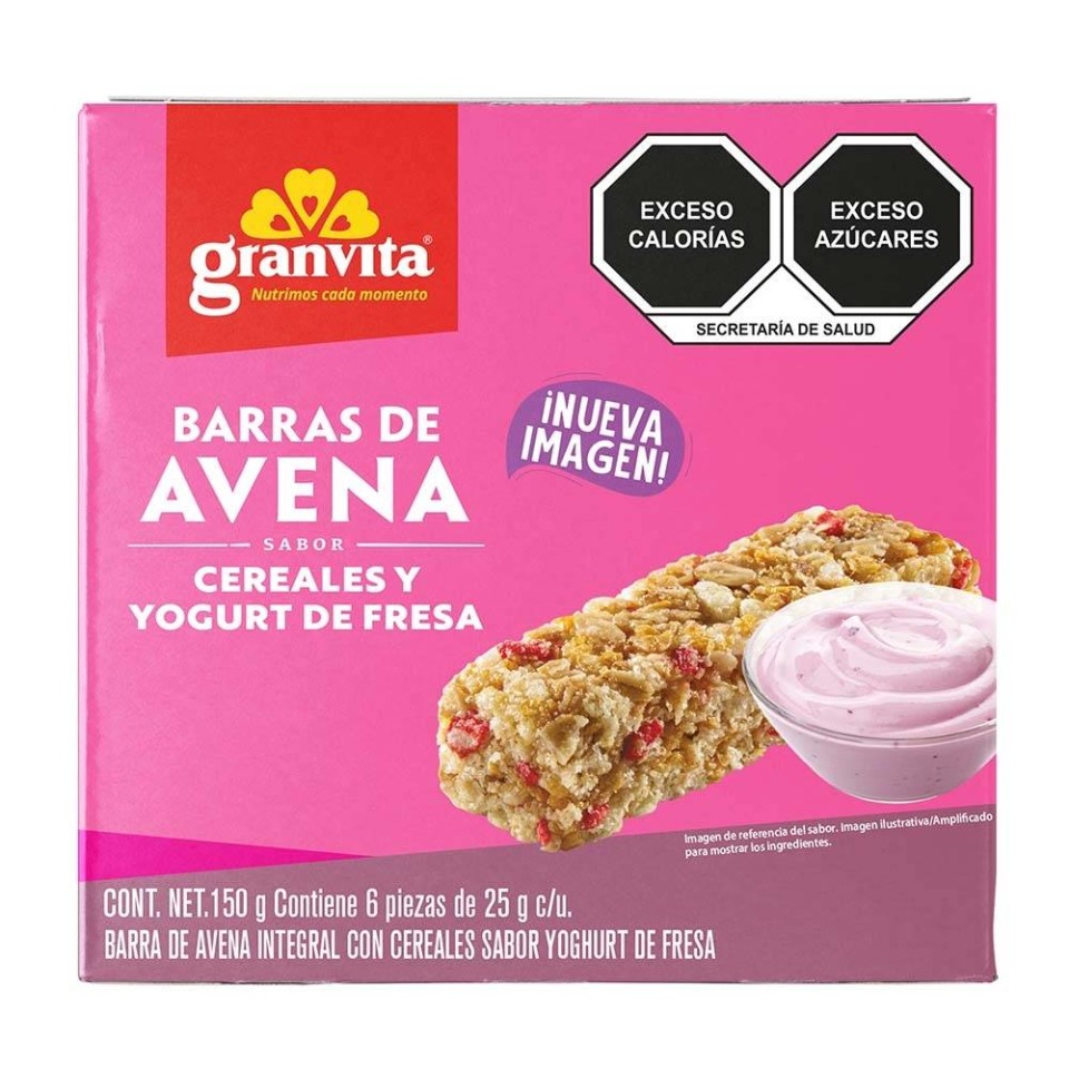Barra De Avena Granvita Con Cereales Fresas Y Sabor Yogurt 6 Barras De