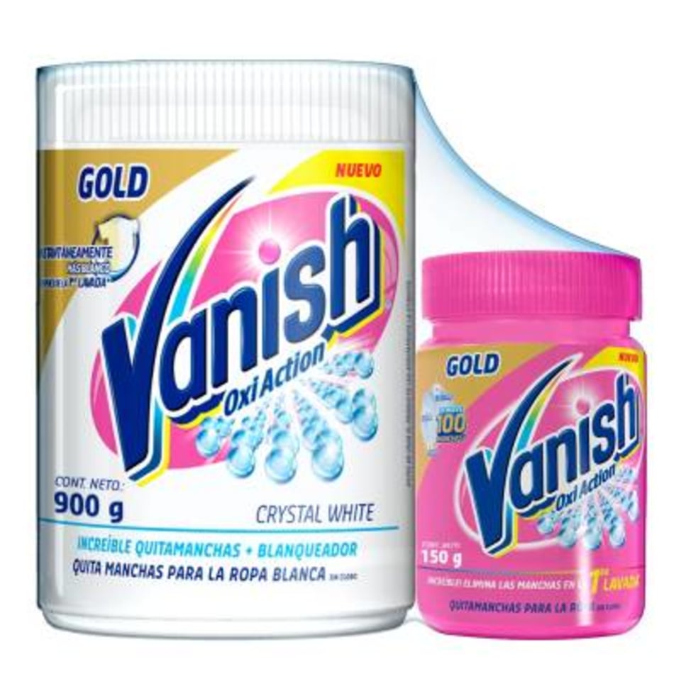 Quitamanchas en polvo Vanish gold crystal white 900 g más gold oxi ... Quitamanchas en polvo Vanish gold crystal white 900 g más gold oxi ...