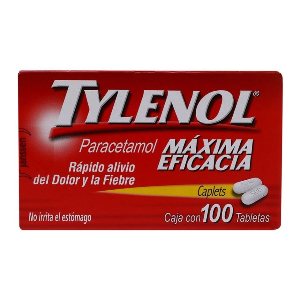 Paracetamol Tylenol Rapido Alivio Del Dolor Y La Fiebre 100 Tabletas