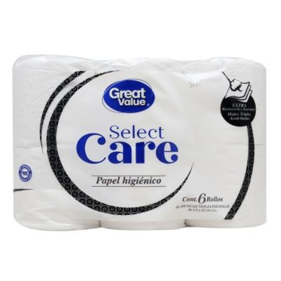 Papel higiénico Great Value select care 6 pzas | Walmart Papel higiénico Great Value select care 6 pzas | Walmart