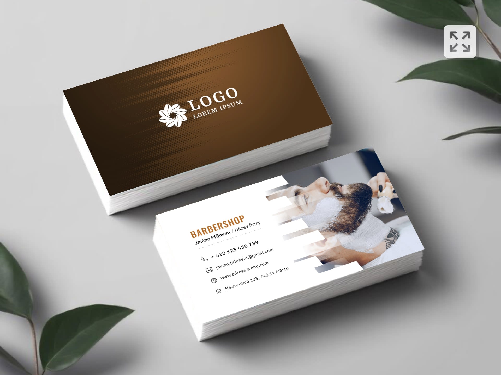 Vizitka pro holičství / barbershop oranžová #xun‑269 - Weblevio