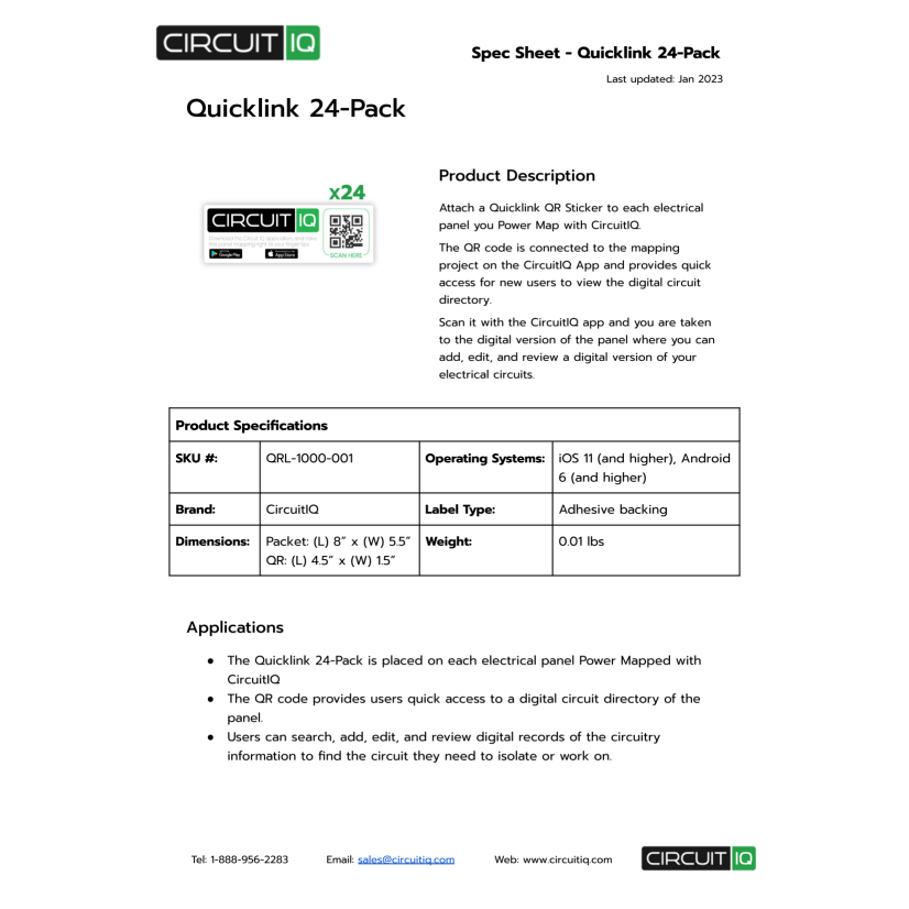 CircuitIQ QRL-1000-001 Quicklink Label 24-Pack | Werner