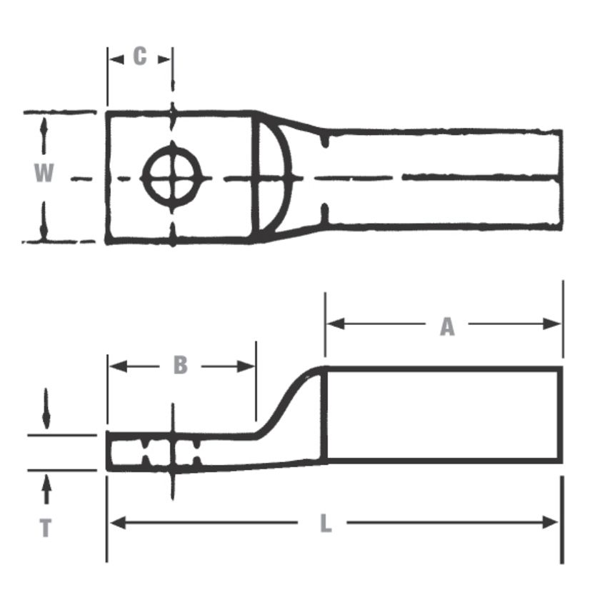 Thomas & Betts Blackburn® CTL1L-516 CTL 1-Hole Compression Lug, 1 AWG ...