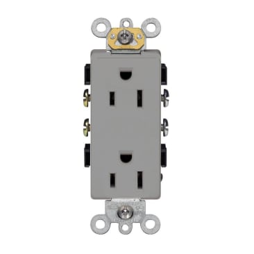 LEVITON 16242-G DECORA 15A 125V 2-POLE 3-WIRE DUPLEX RECEPTACLE GREY ...