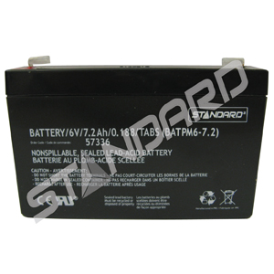 STANPRO 57336 BATTERY 6V 7.2AH 0.25/TABS BATTERY/6V/7.2AH | Bartle ...