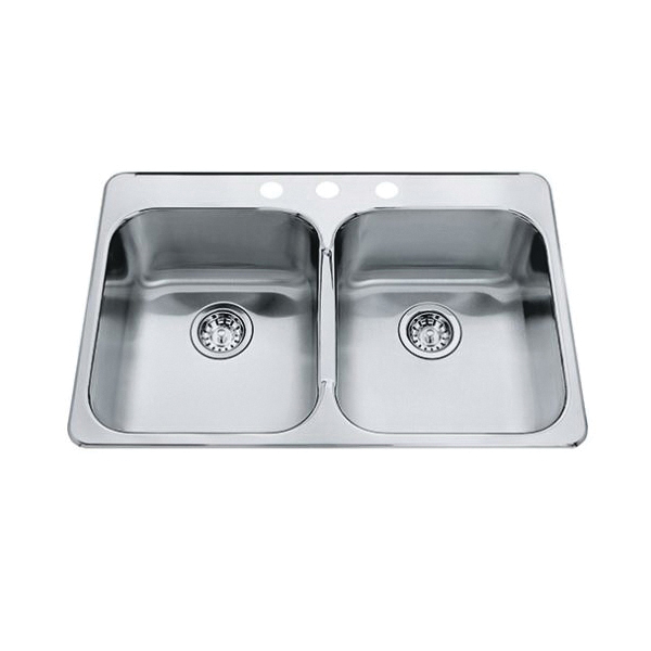 KIL QDL2031-7-3 DOUBLE BOWL 3-HOLE SS SINK | Bartle & Gibson Wholesale