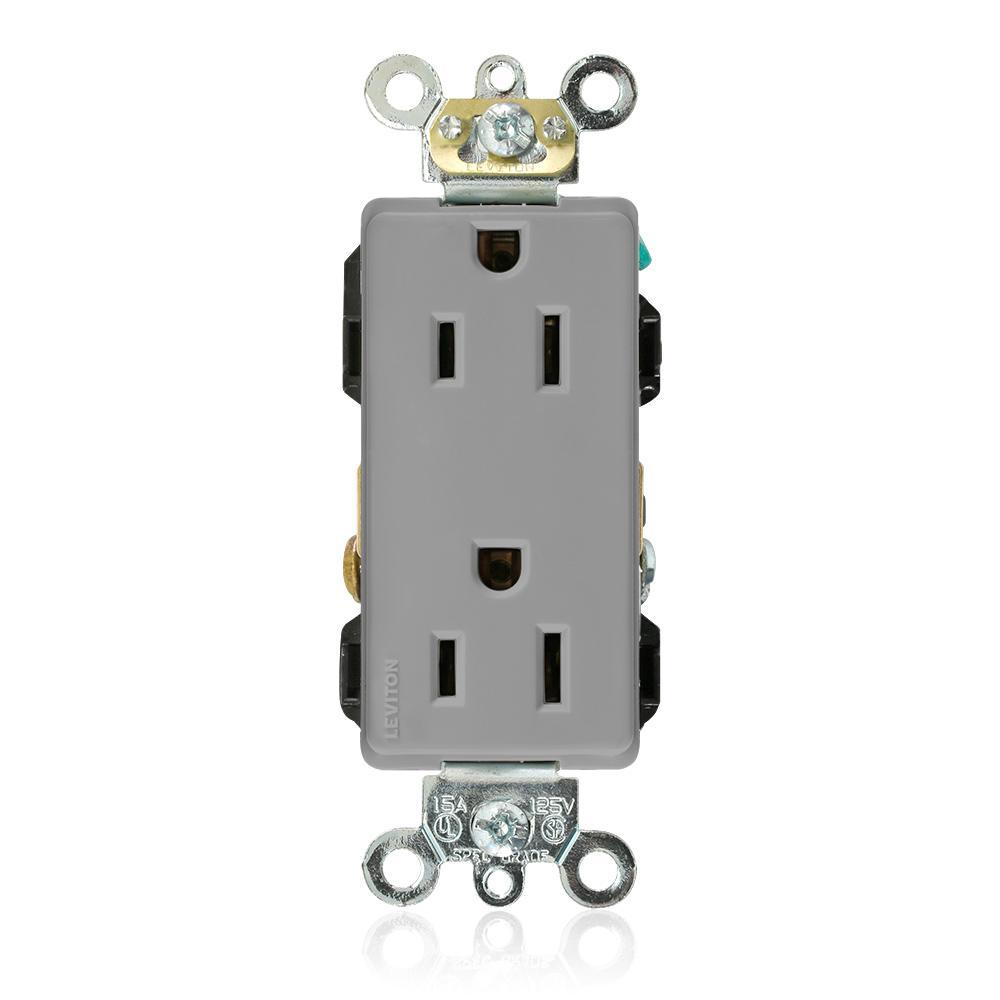 LEVITON 16262-GY DECORA+ 15A 125V 2-POLE 3-WIRE INDUSTRIAL DUPLEX ...