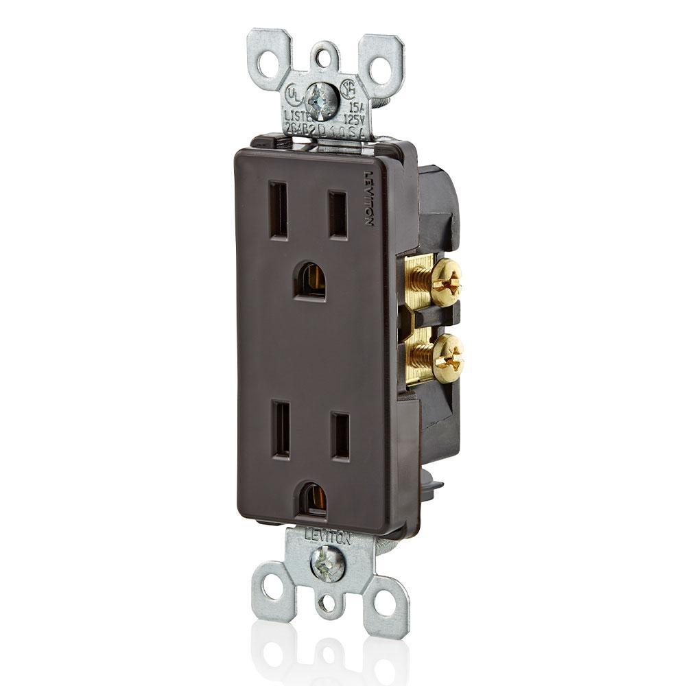 LEVITON 5325 DECORA 15A 125V 2-POLE 3-WIRE DUPLEX RECEPTACLE BROWN ...