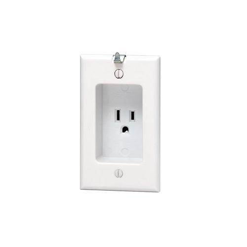 LEVITON 688-T 15A 125V RECESSED SINGLE RECEPTACLE WITH DECOR HANGER ...