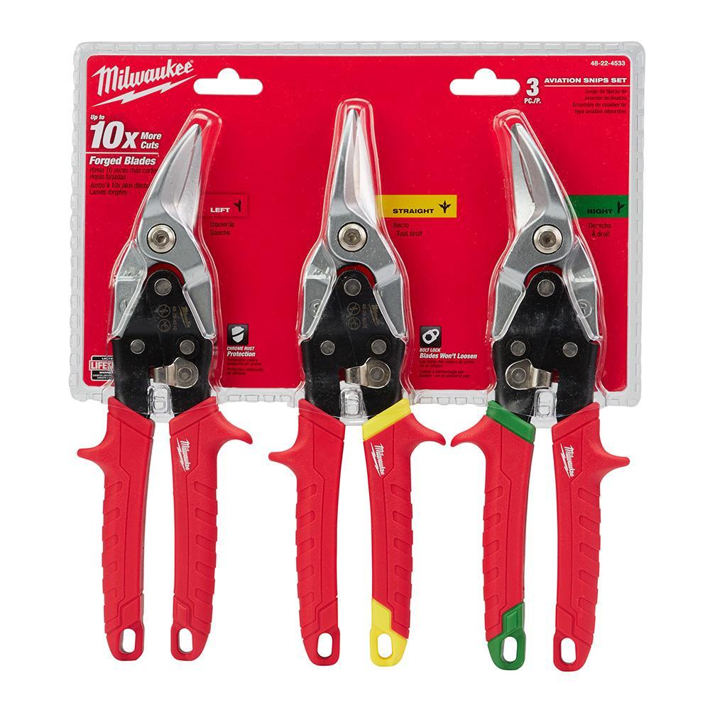 MILWAUKEE 48-22-4533 3PC AVIATION SNIP SET | Bartle & Gibson Wholesale