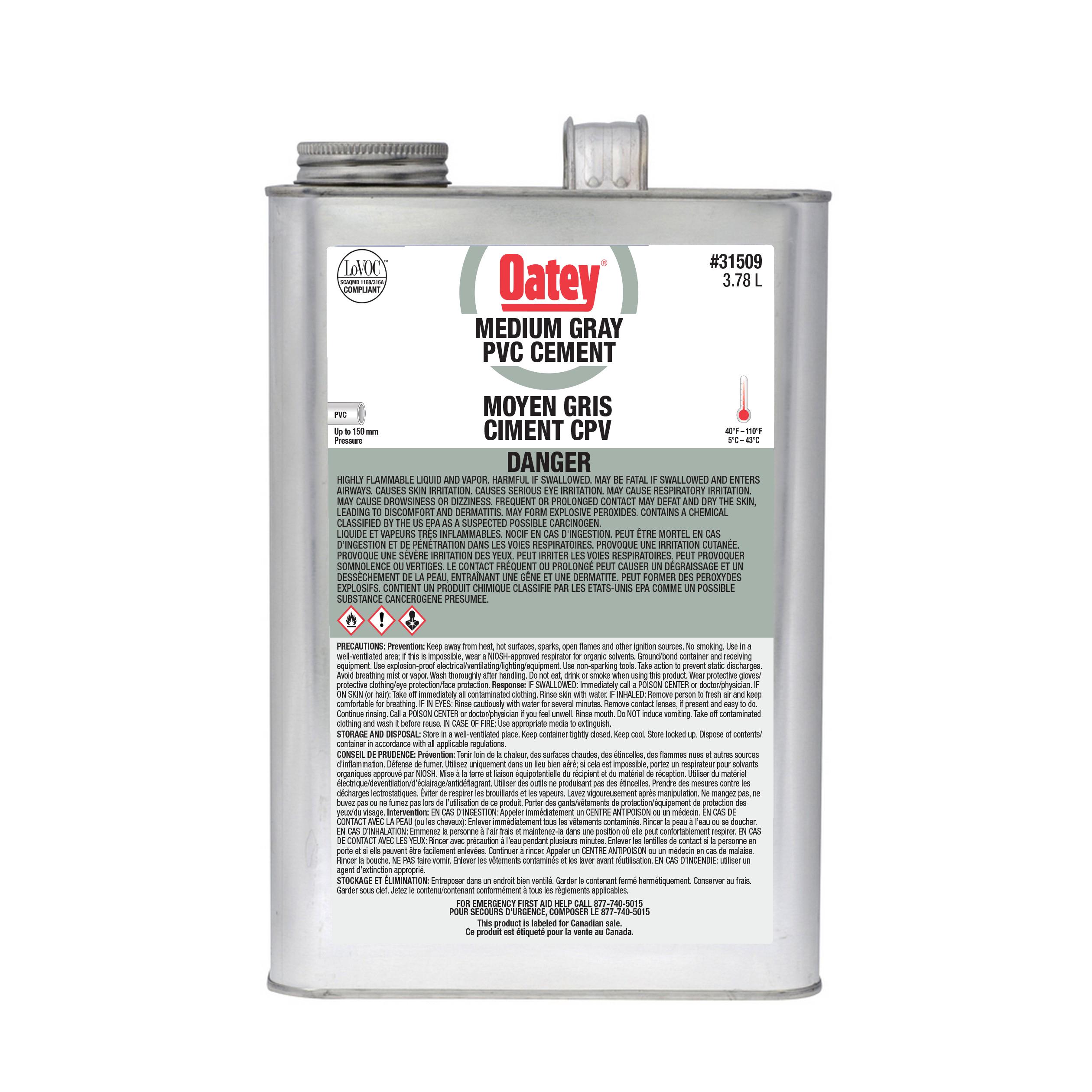 OATEY 31509 3.78 LITRE PVC MEDIUM GREY GLUE | Bartle & Gibson Wholesale