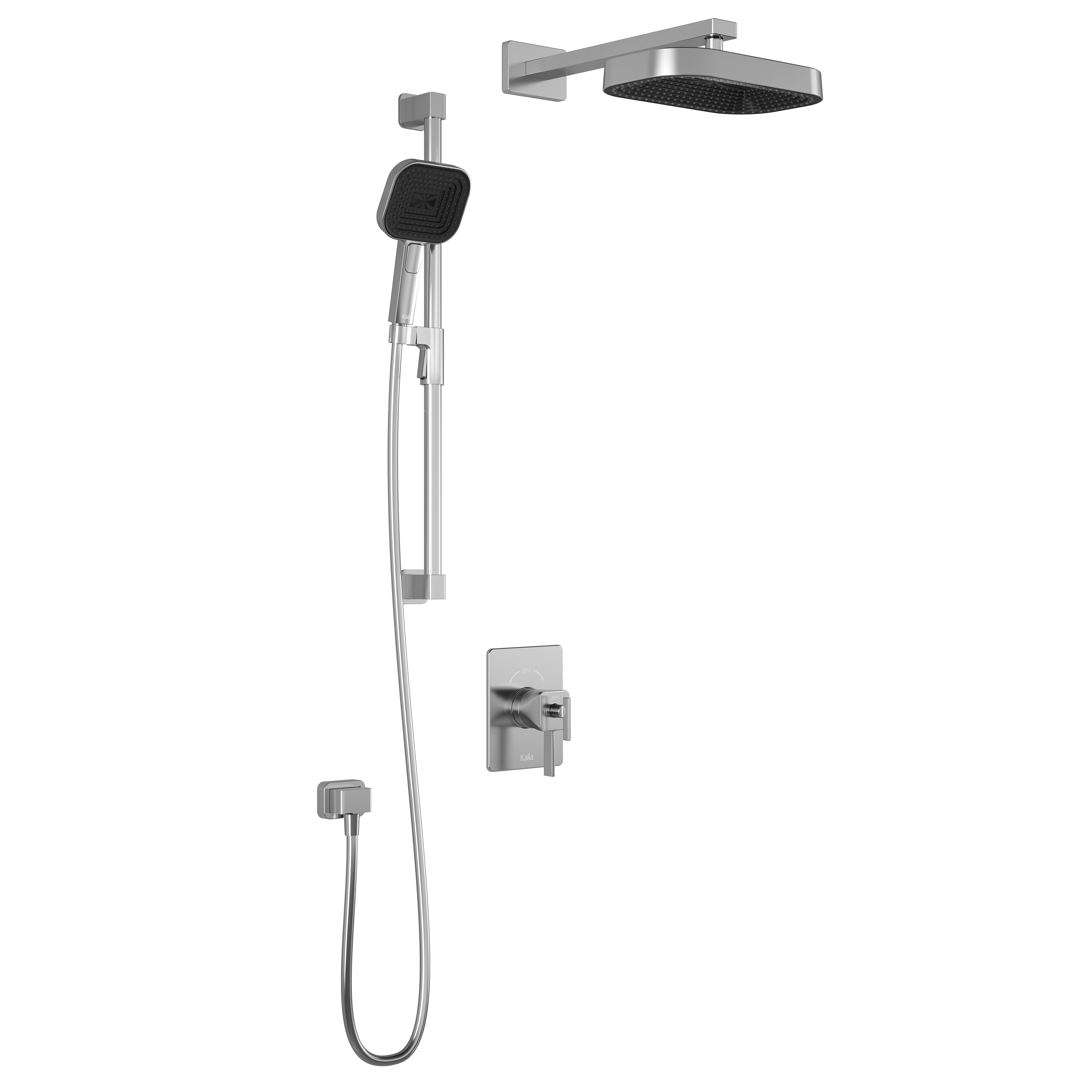 KALIA BF1649-110-200 SQUAREONE SHOWER SYSTEM WITH WALL ARM CHROME ...