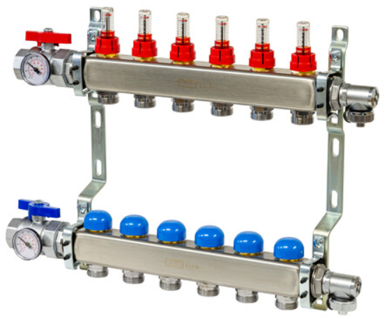 HEATLINK 75104 4 LOOP 1-1/4 STAINLESS STEEL MANIFOLD WITH FLOW METERS ...