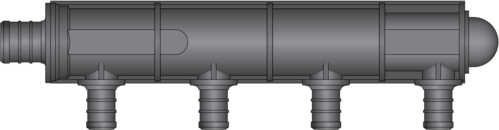 HEATLINK 13204 1/2 PEX 4-PORT POLYSULFONE CLOSED MANIFOLD | Bartle ...