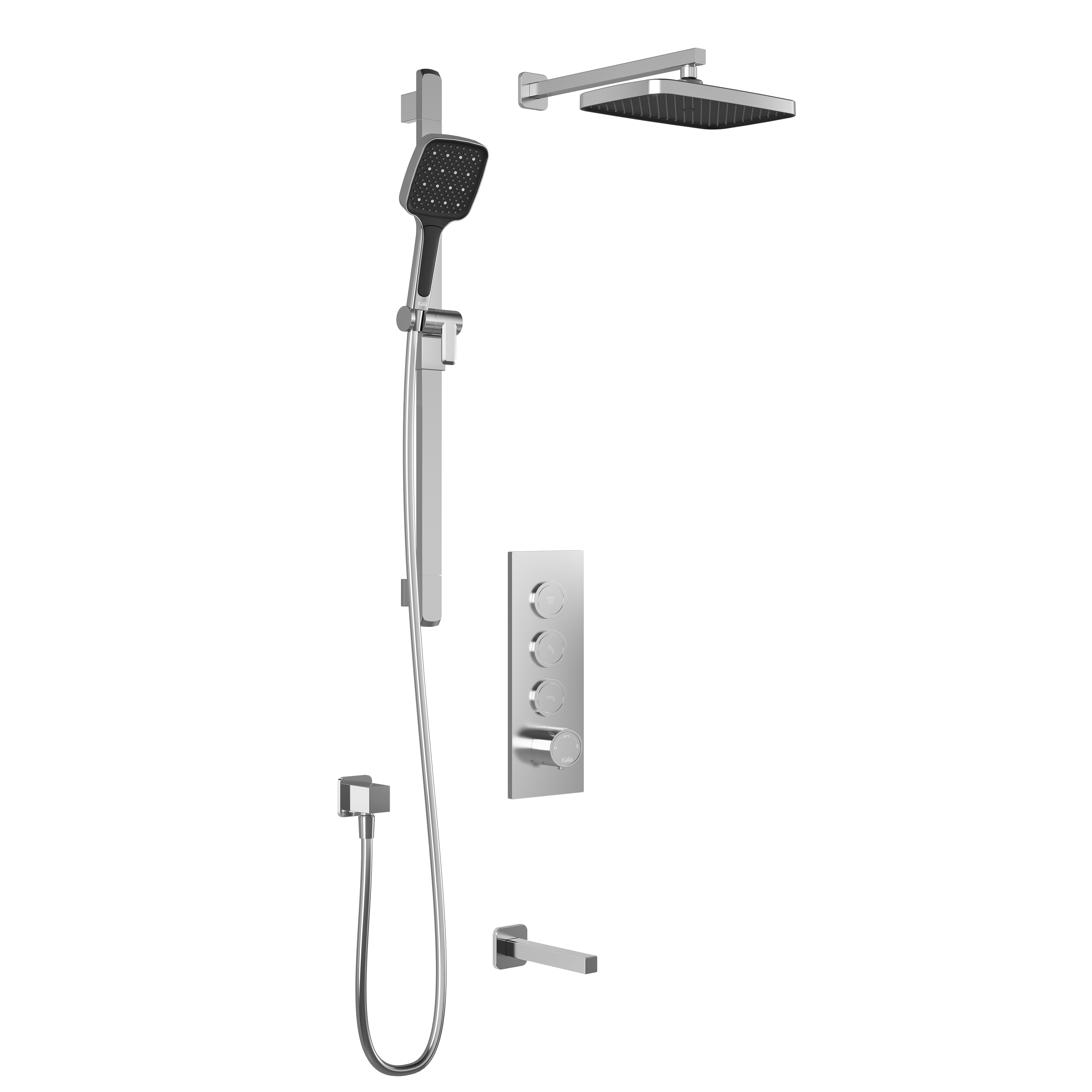 KALIA BF2071-110-100 SQUAREONE SHOWER SYSTEM WITH WALL ARM CHROME ...