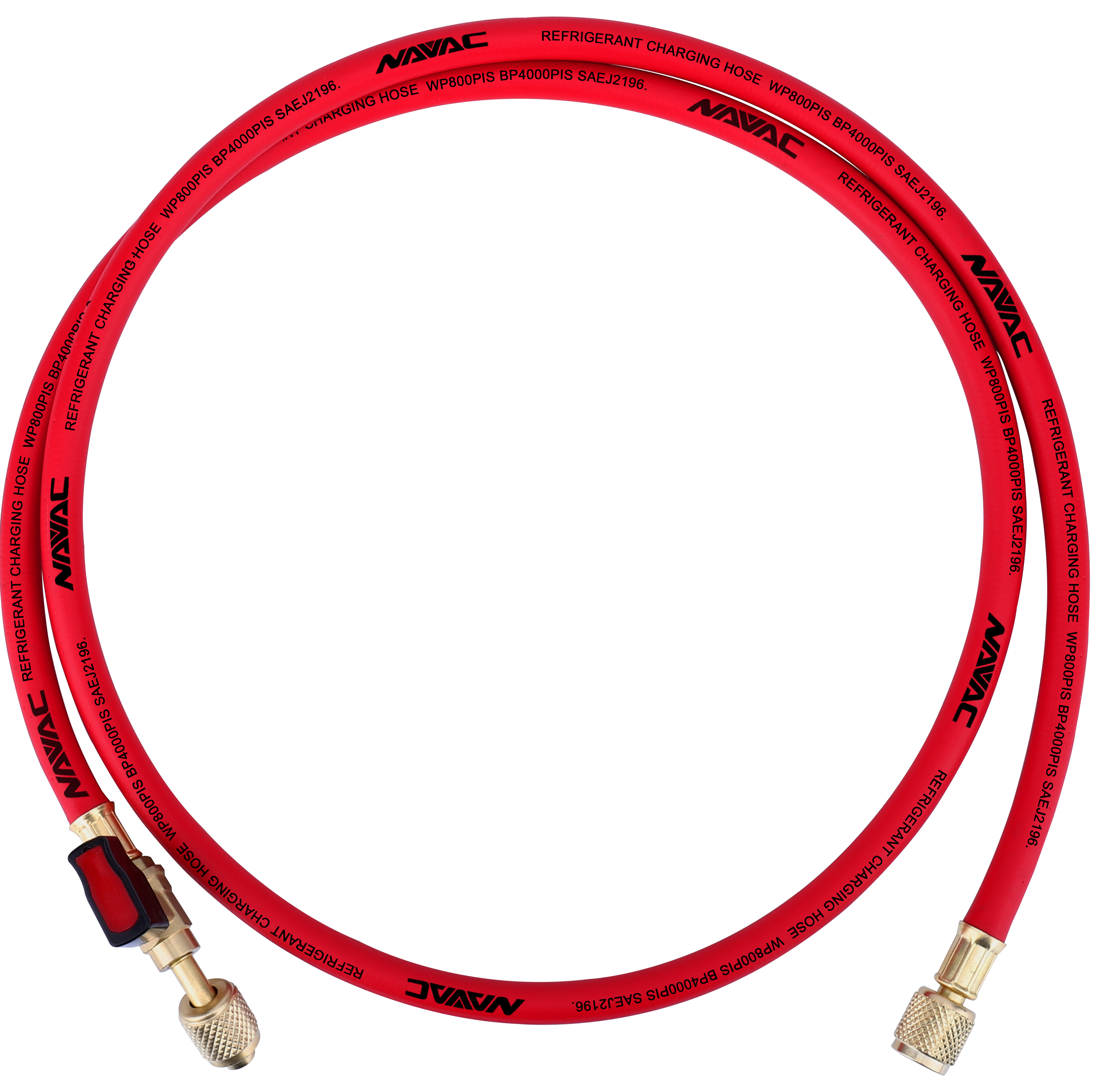 NAVAC NH5CR 5FT RED REFRIGERANT HOSE WITH 45DEGREE & BALL VALVE ...