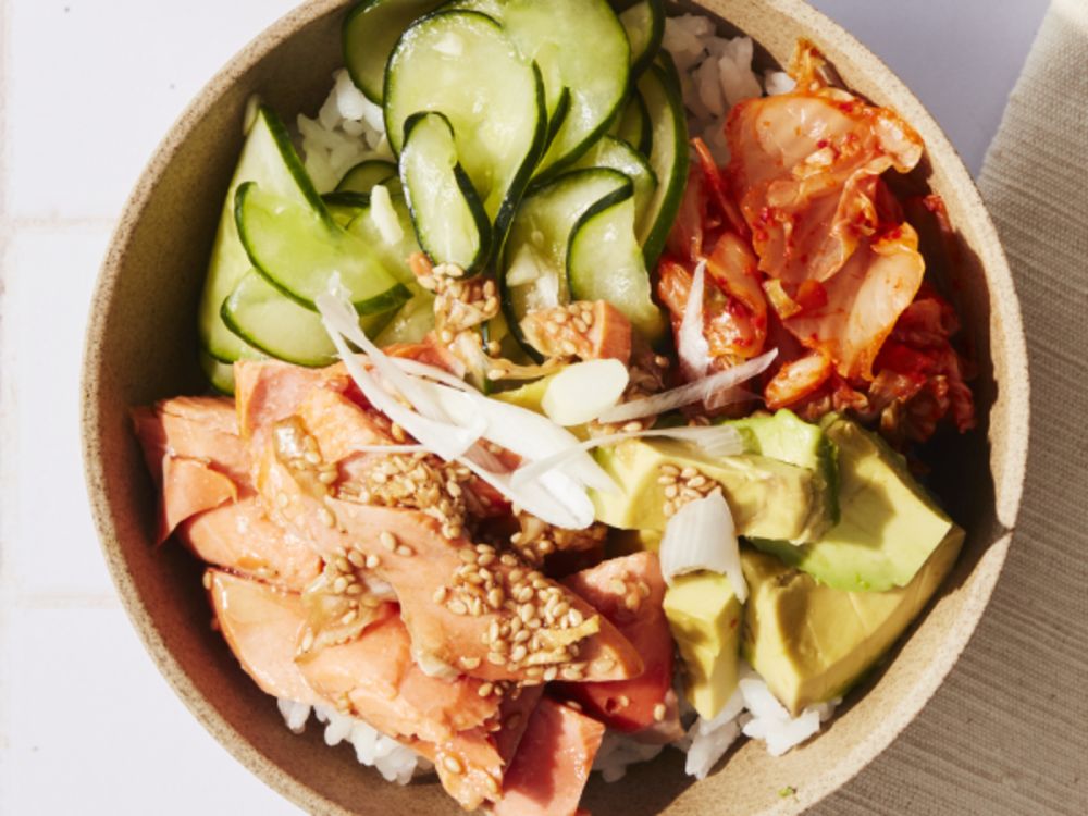 Ginger-Lime Cooked Salmon Poke Bowl with Kimchi | Wild Alaskan Company