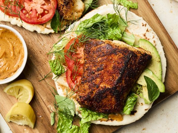 Cajun Fish Pita Sandwich With Blackened Lingcod | Wild Alaskan Company