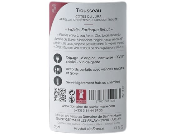 Domaine de Sainte Marie Trousseau Cotes du Jura Rouge 2020 - Côtes du ...