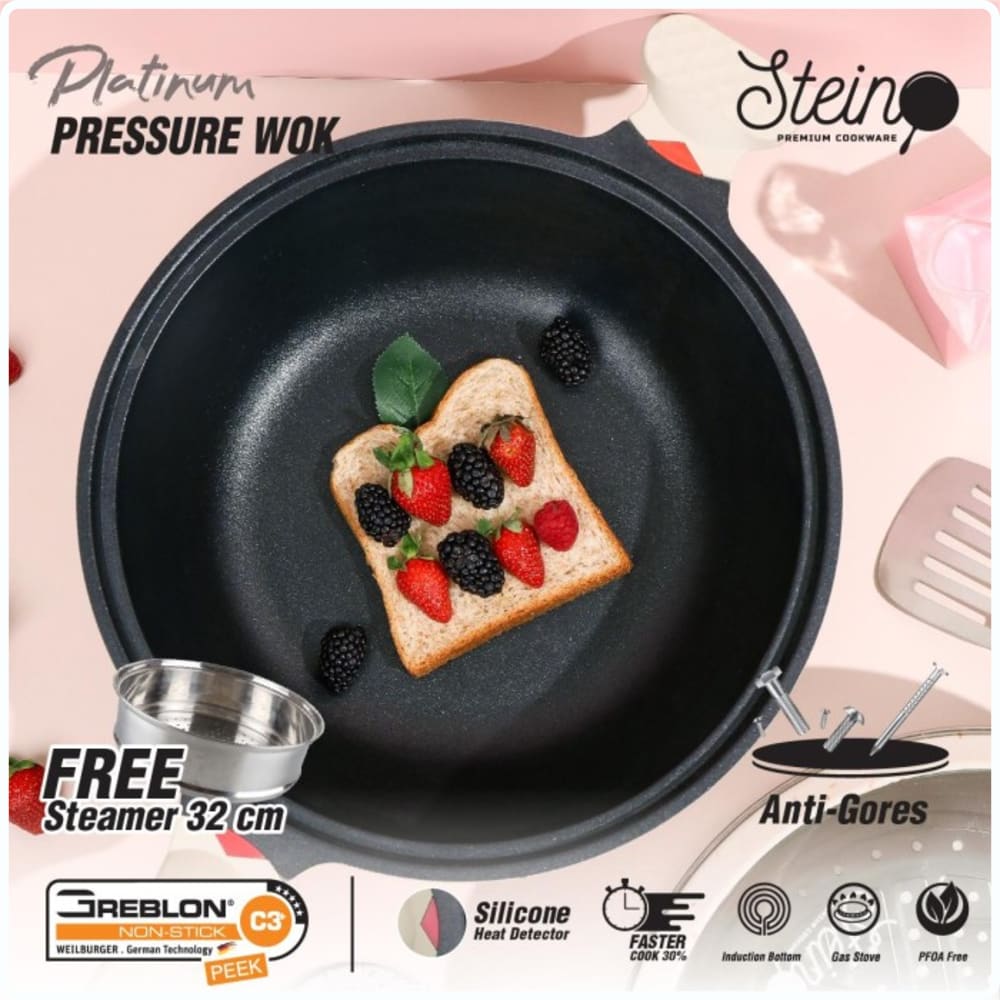 Jual Stein Stein Cookware Wok Platinum 32cm Pressure Cooker Anti Baret ...