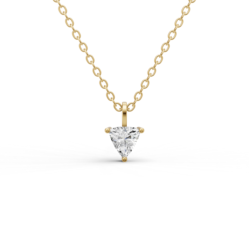 14K Gold 0.25 Ct Lab Grown Trillion Shape Diamond Solitaire Pendant ...