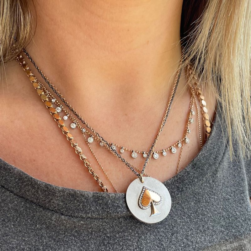 14K Solid Gold Queen Of Spades Diamond Necklace | ECCE Artisan Diamonds ...